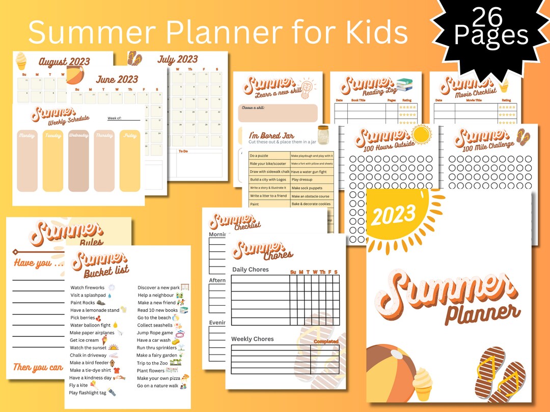 2023 Kids Summer Planner, Summer Activities, Calendars, Chore Charts ...