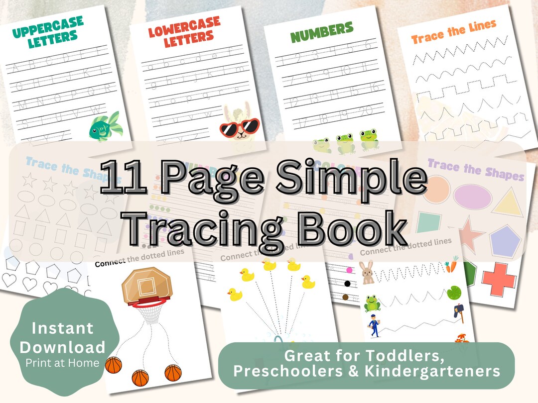 Printable Tracing Worksheet Bundle Alphabet Number Letter Color Shape ...