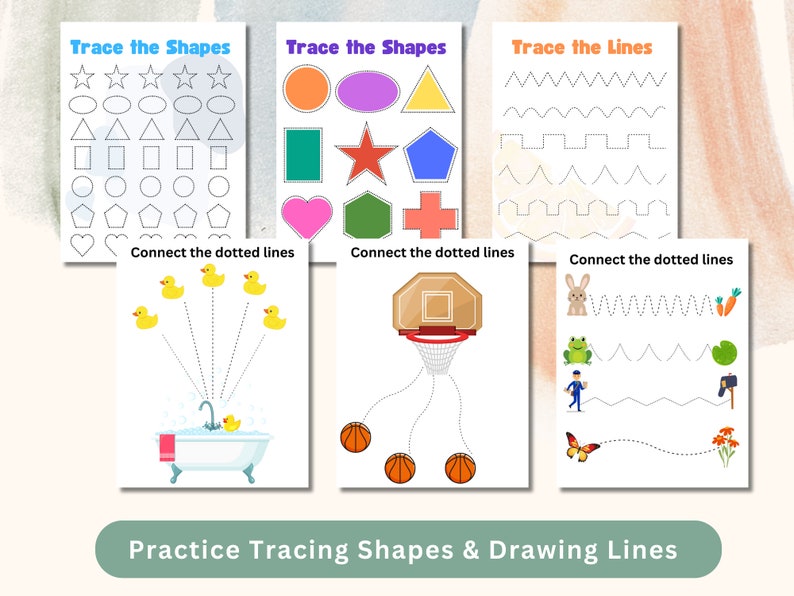 Printable Tracing Worksheet Bundle Alphabet Number Letter Color Shape ...