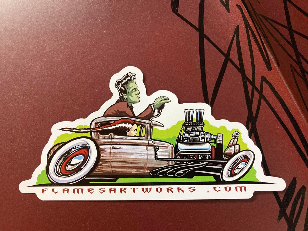 Frankenstein and the Bride Rat Rod Monster Lowbrow Art Sticker - Etsy