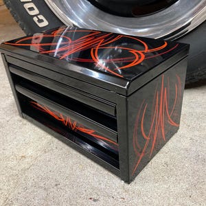 Mini Top Box Toolbox Orange Maroon Pinstripes Hotrod Rockabilly - Etsy