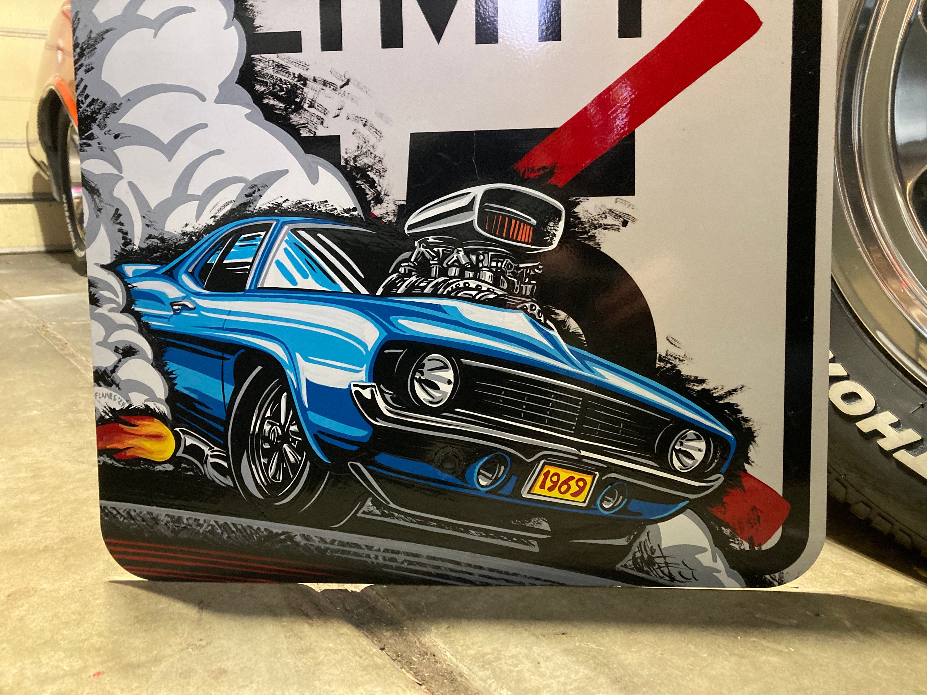 1969 Chevy Camaro Hand Painted Speed Limit Sign Garage Street Machine ...