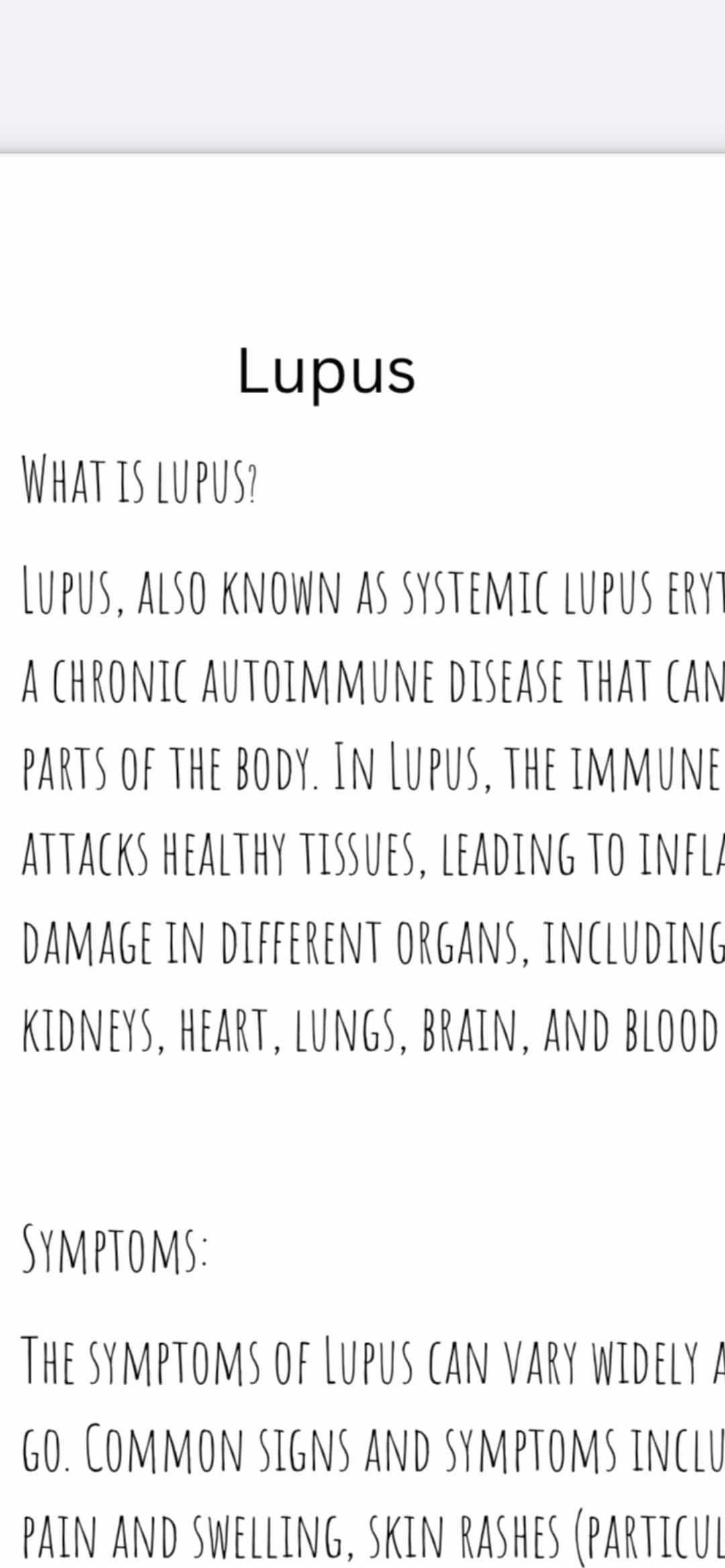 Lupus Study Sheet - Etsy