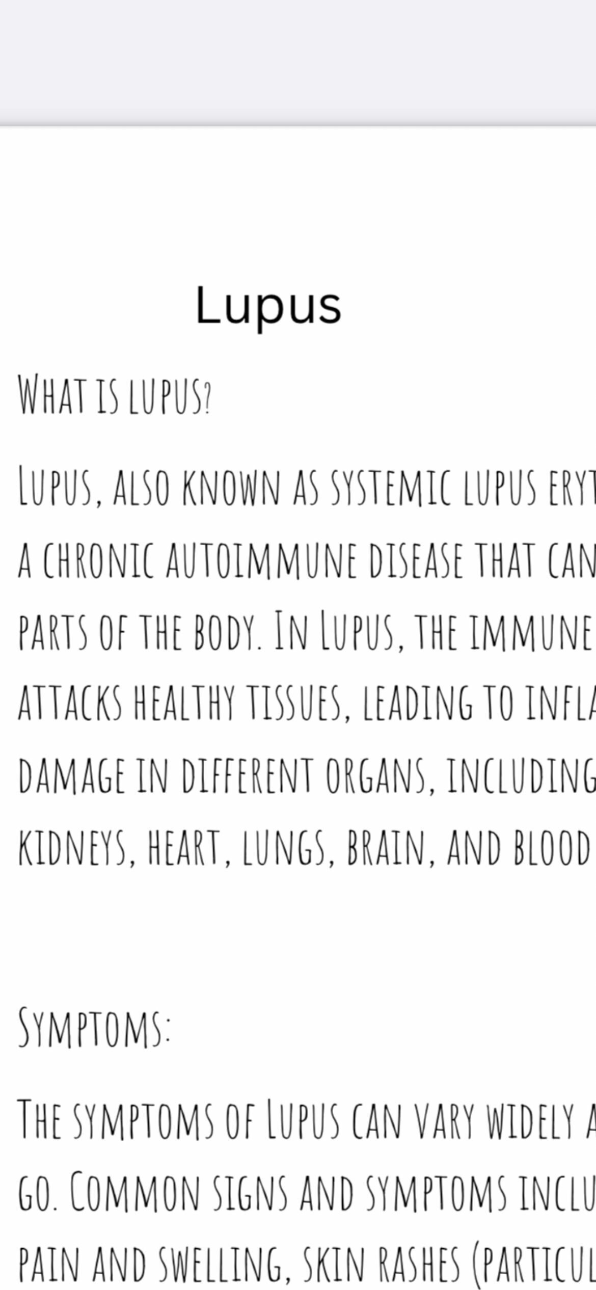 Lupus Study Sheet - Etsy