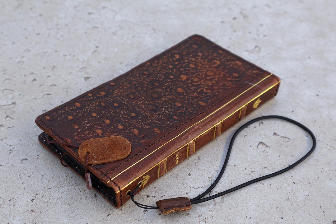 Handmade Leather Book Wallet Case RFID for Galaxy S25 S24 S23 ...