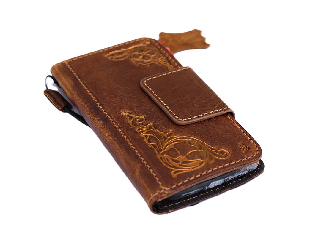 Handmade Leather Galaxy Z Fold Wallet Case, Stamped Floral Design - Etsy