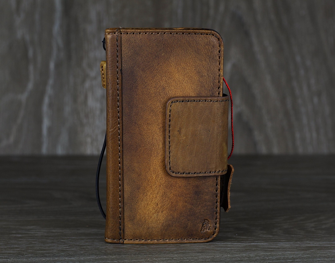 Handmade Leather iPhone Wallet Case: Magnetic Closure, Card Holder - Etsy