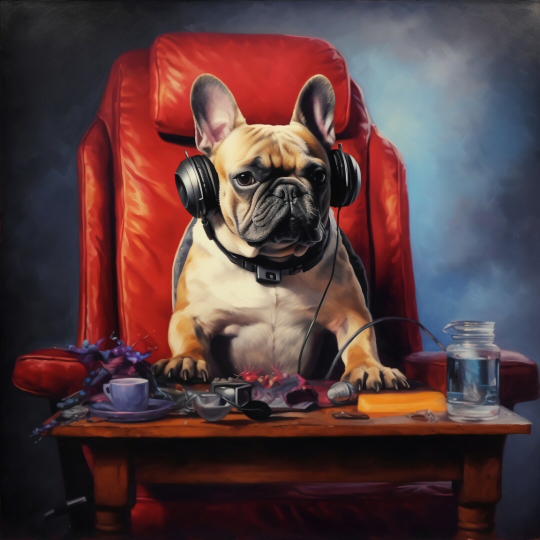 Dog Gamer Series: an Oil Painting Digital Print of a Frenchie Playing A ...