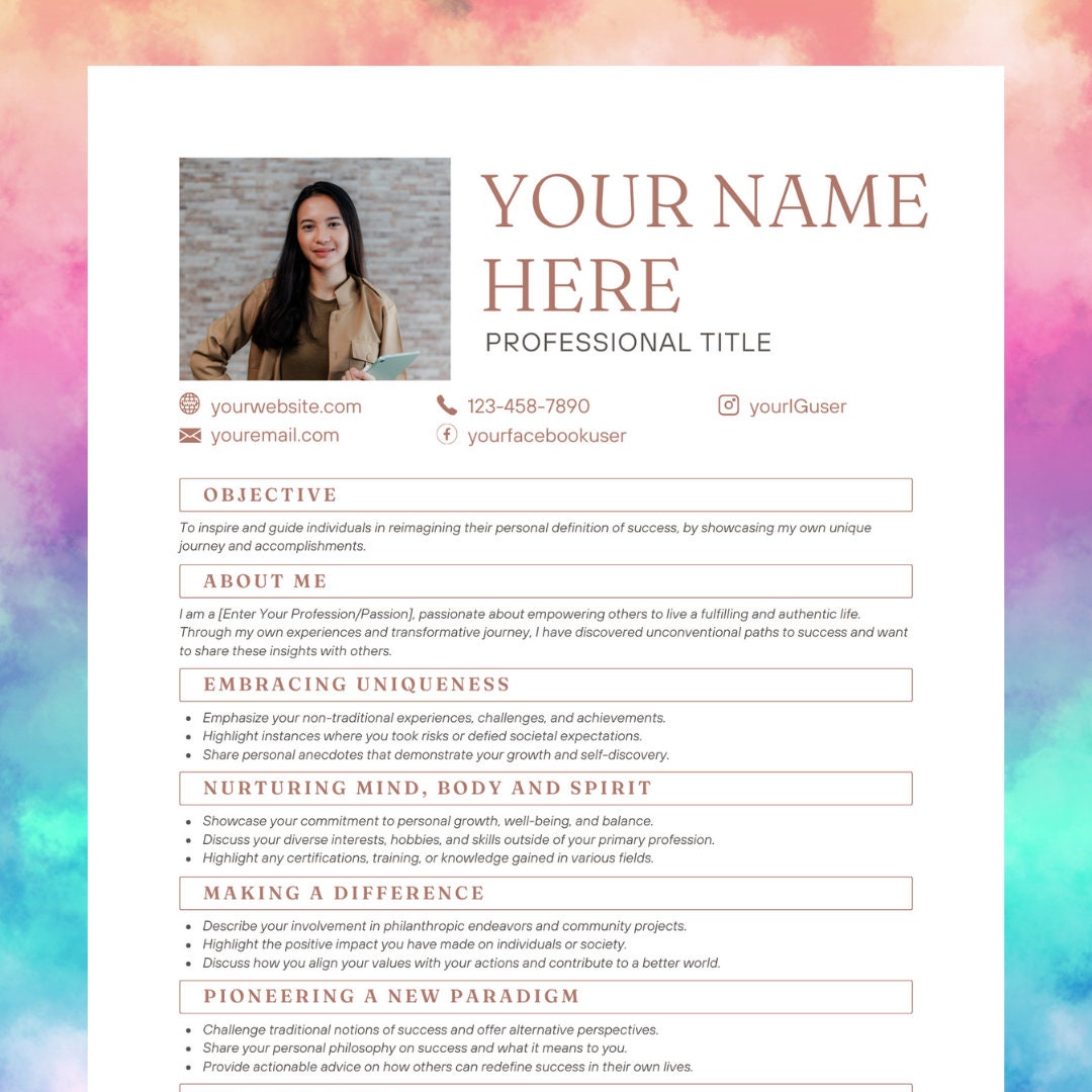 Modern Life Resume Editable in Canva, Resume Template With Photo ...