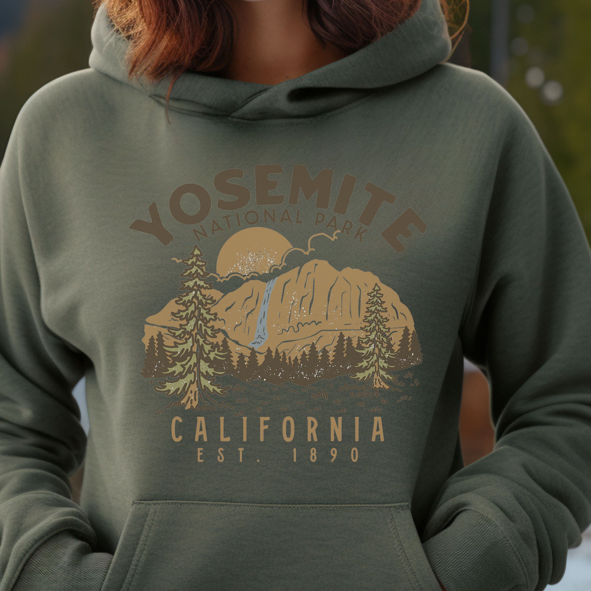 Yosemite National Park Hoodie, California Vintage Sweater, Forest-core ...