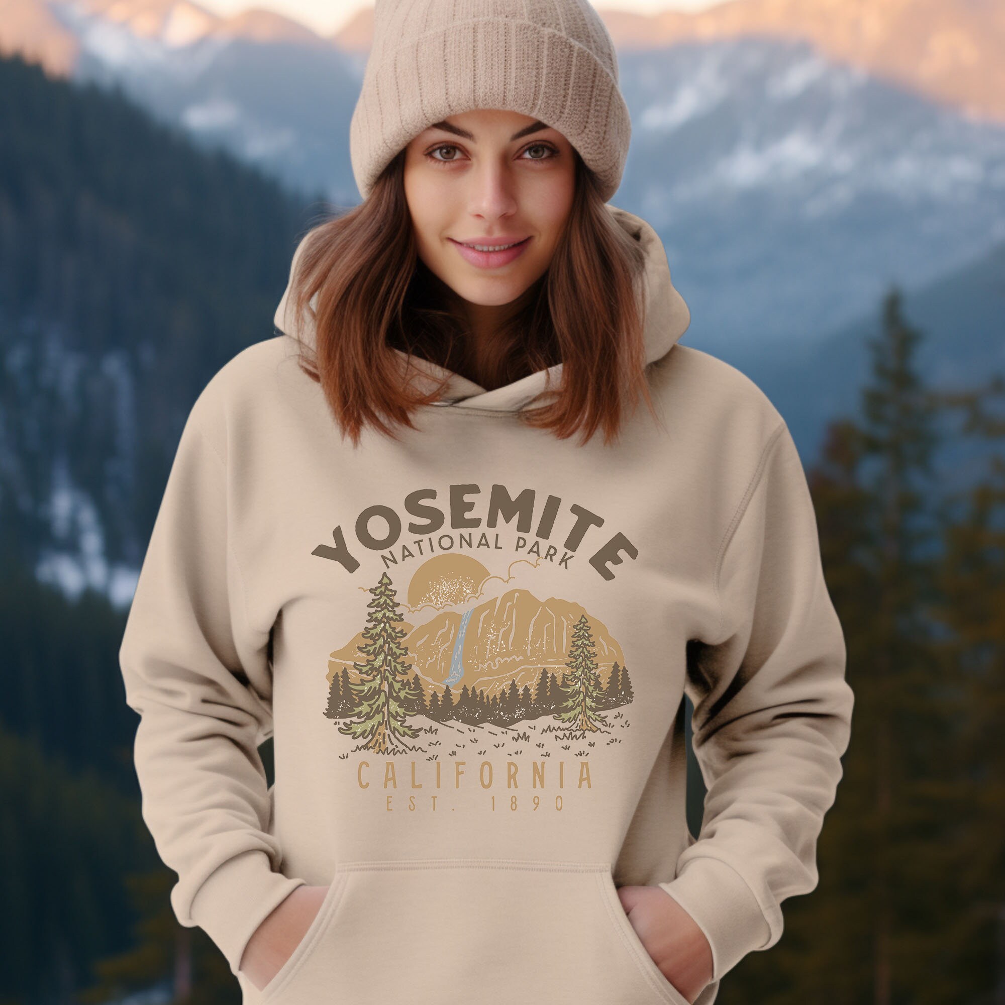 Yosemite National Park Hoodie, California Vintage Sweater, Forest-core ...