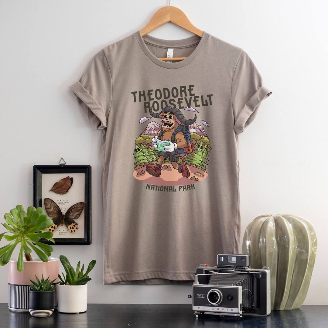 Theodore Roosevelt Shirt, Retro Cartoon Bison Theodore Roosevelt ...
