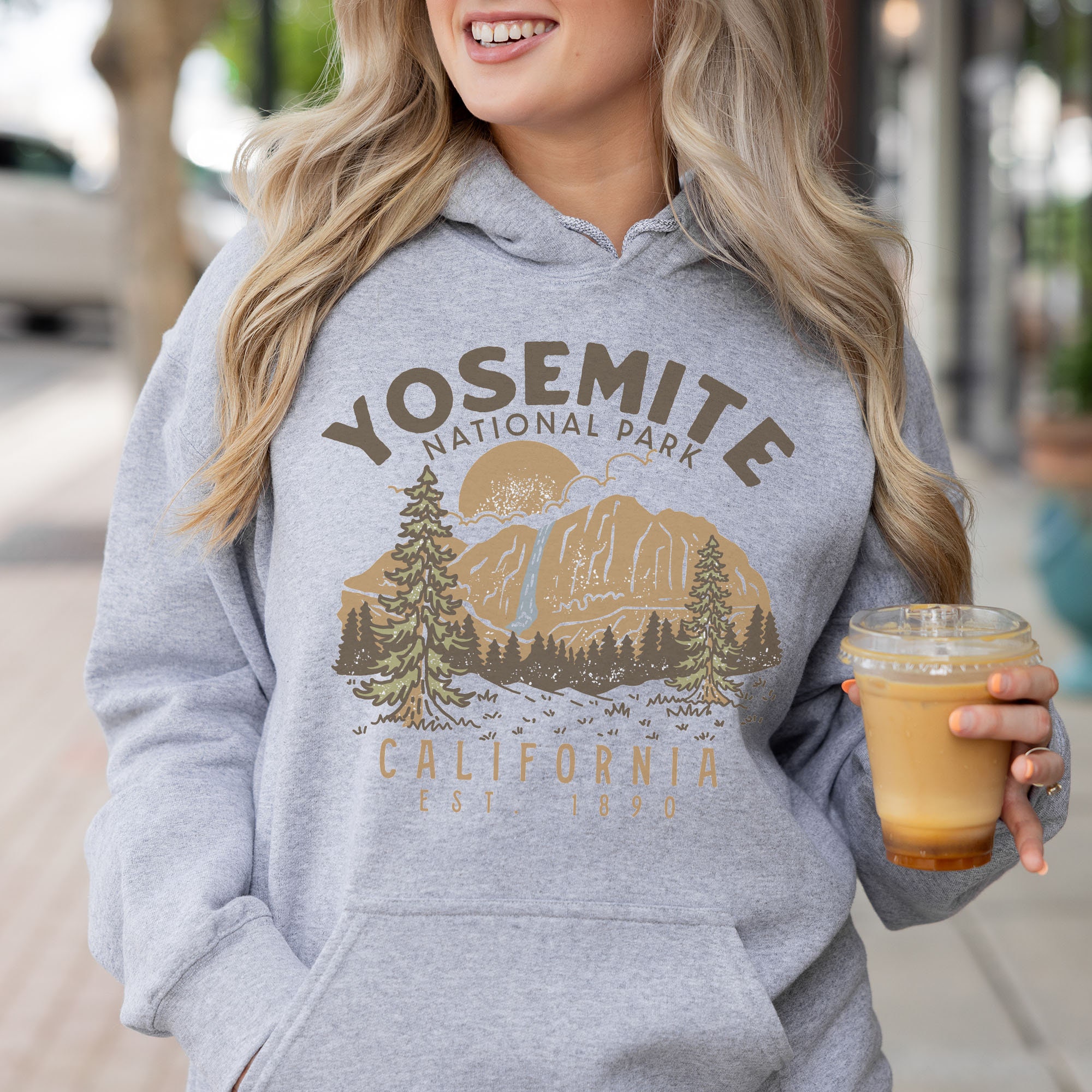 Yosemite National Park Hoodie, California Vintage Sweater, Forest-core ...