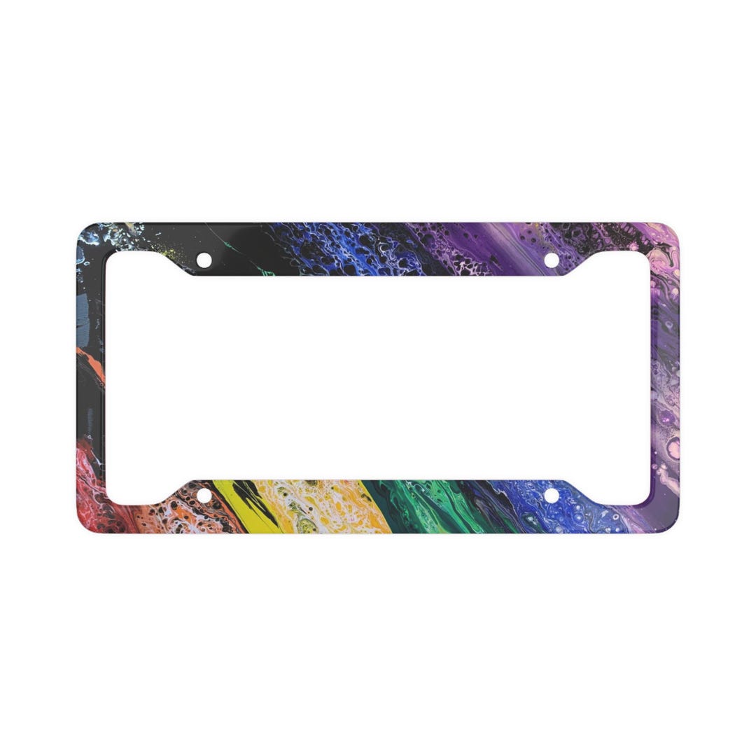 Rainbow Fluid Art License Plate Frame: Aluminum Car Tag Cover - Etsy