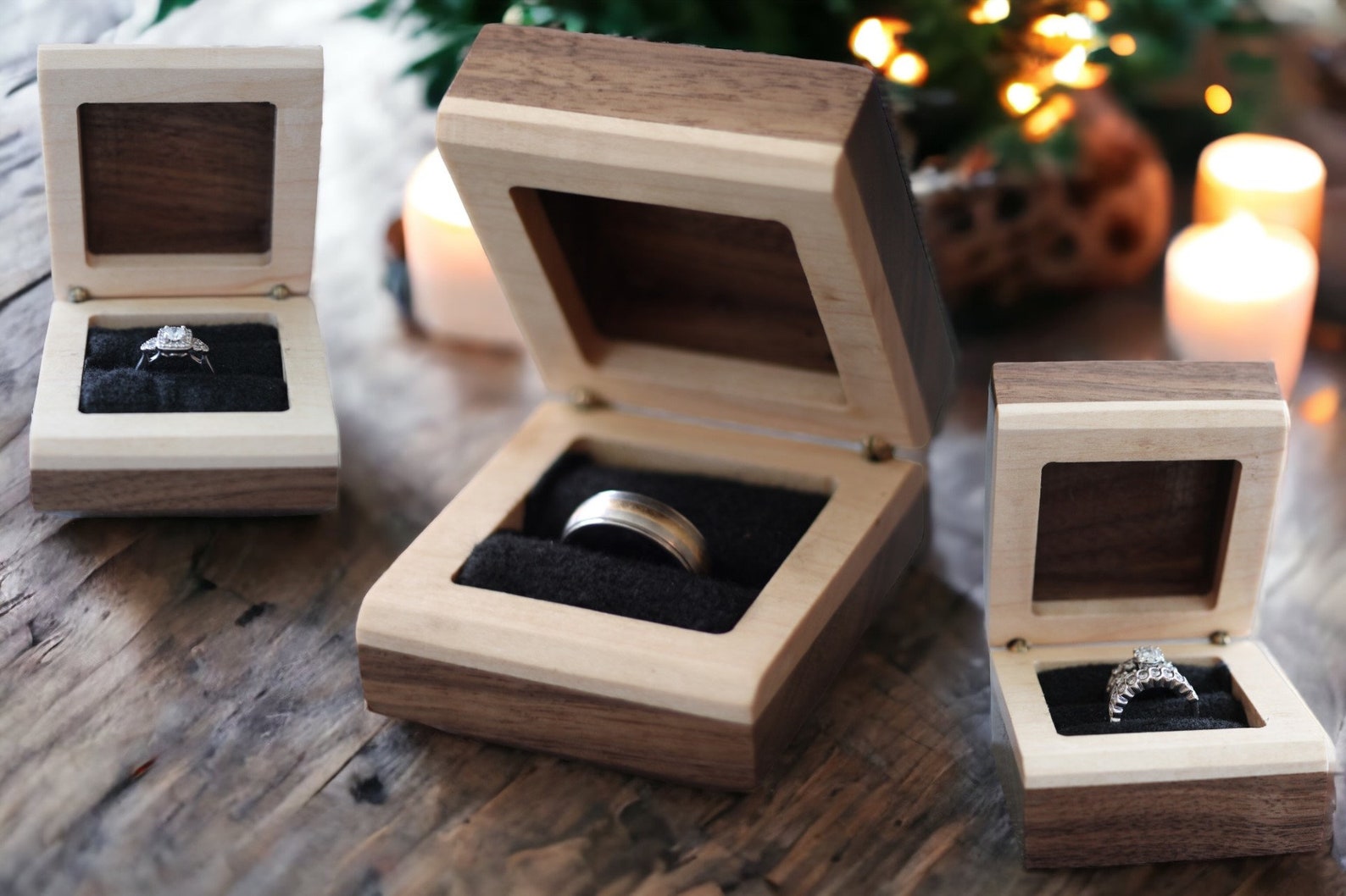 Wedding, Engagement, Proposal Ring Box, Double Ring Box, Personalized ...