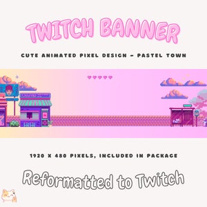 Set of 2 Cute Animated Pastel Pixel Twitch & Discord Profile Banner ...