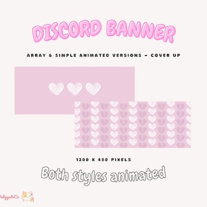 Set of 3 Animated Pink and White Hearts Discord & Twitch Profile Banner ...