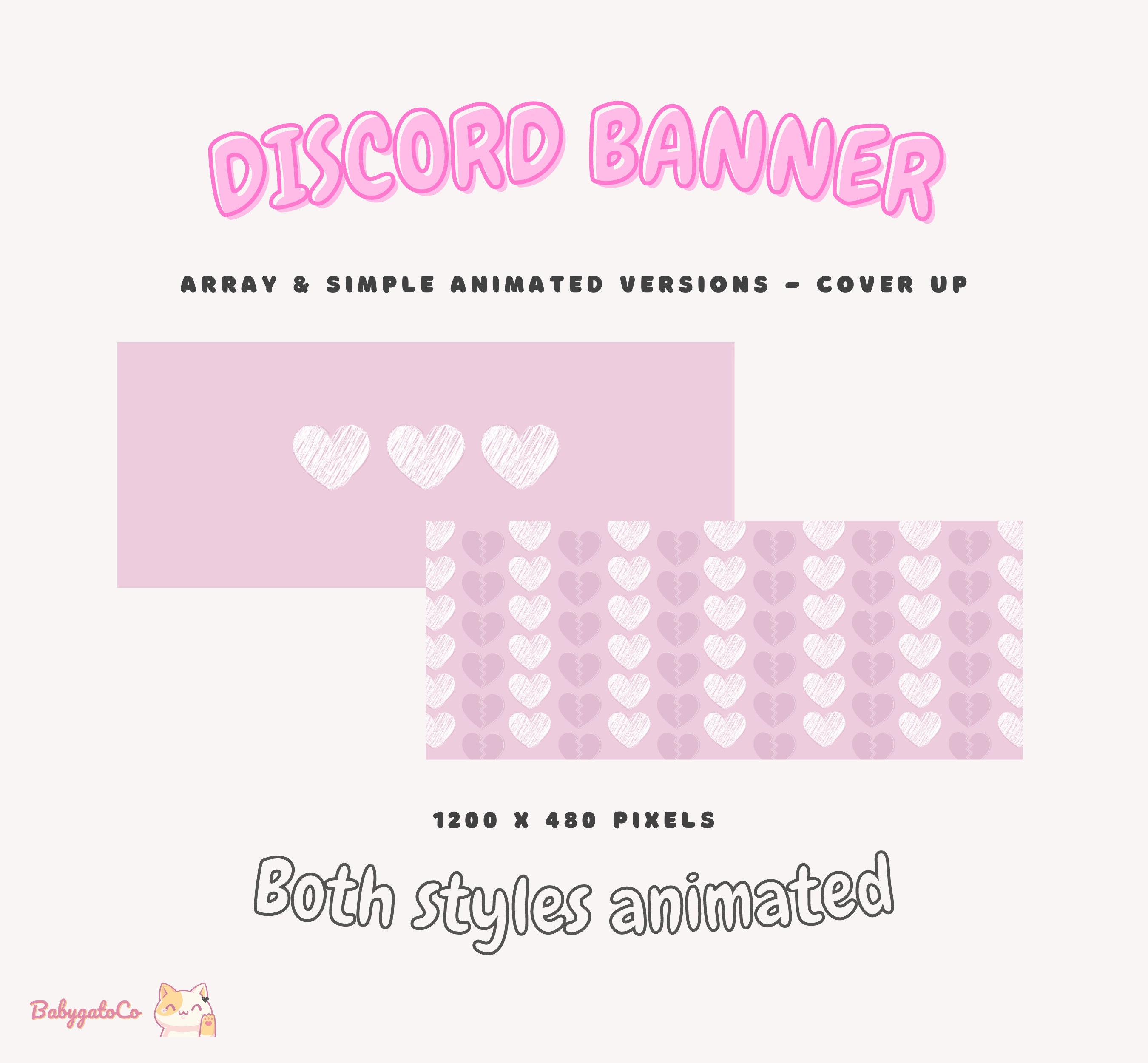 Set of 3 Animated Pink and White Hearts Discord & Twitch Profile Banner ...