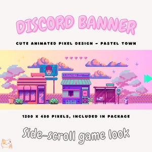 Set of 2 Cute Animated Pastel Pixel Twitch & Discord Profile Banner ...