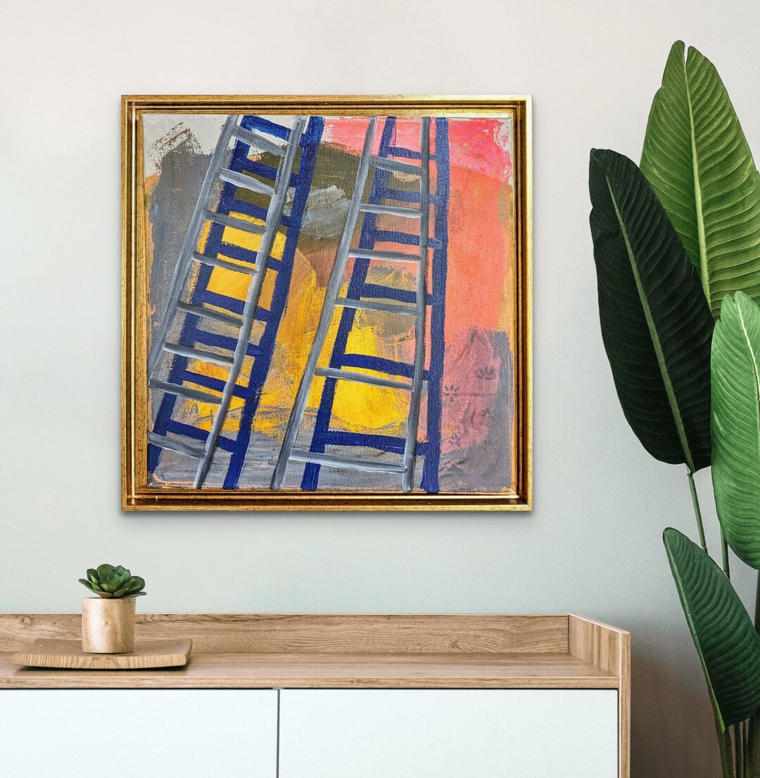 Ladder Abstract Painting on Canvas, Origina Acrilyc Painting, Modern ...