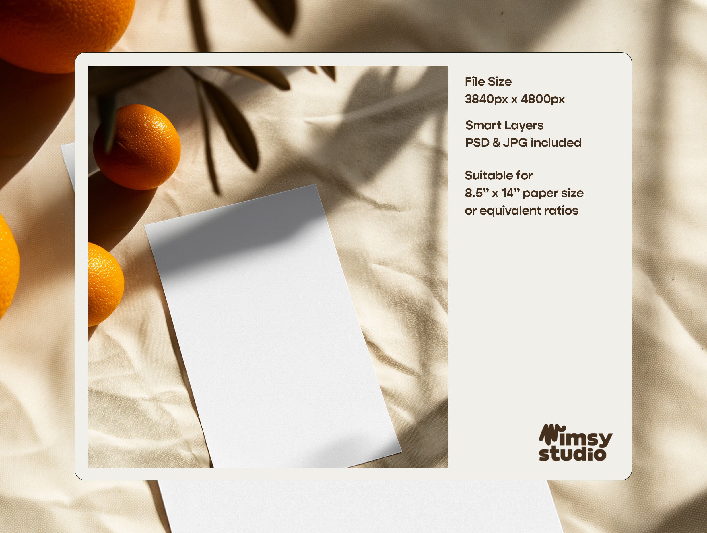 Elegant A5 Card PSD Mockup on Beige Tablecloth With Natural Shadows and Oranges Invitation ...