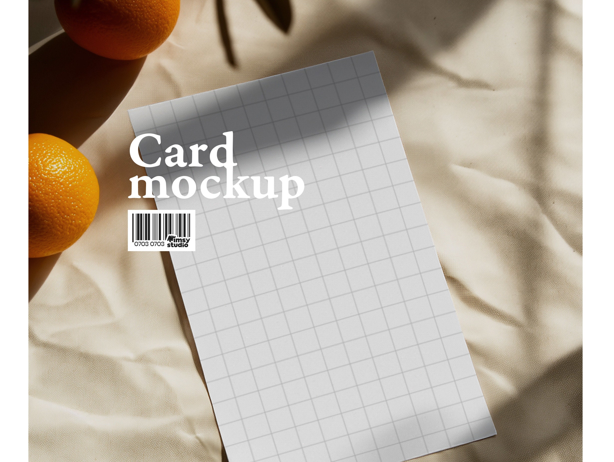 Elegant A5 Card PSD Mockup on Beige Tablecloth With Natural Shadows and ...