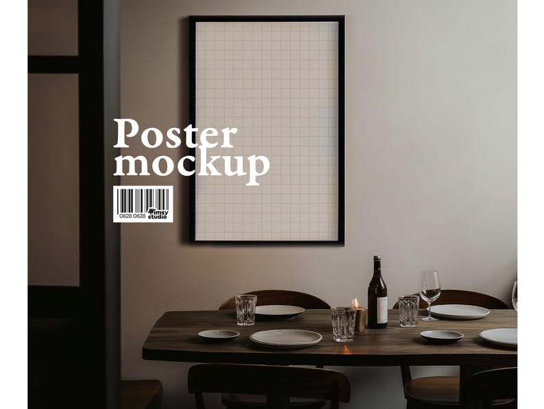 Minimalist Dining Room Poster Mockup PSD - High-quality Frame Template ...