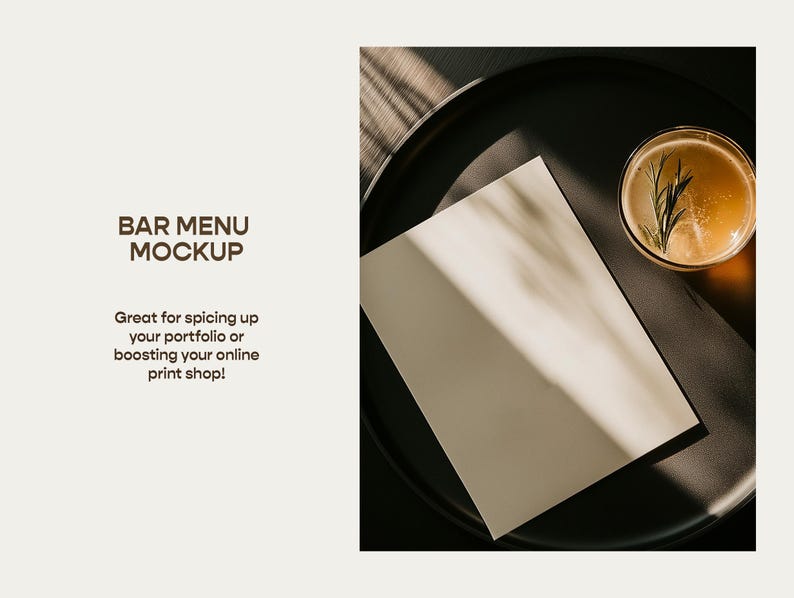 A4 Editable Bar Menu Mockup Template for Digital Branding Cocktail ...