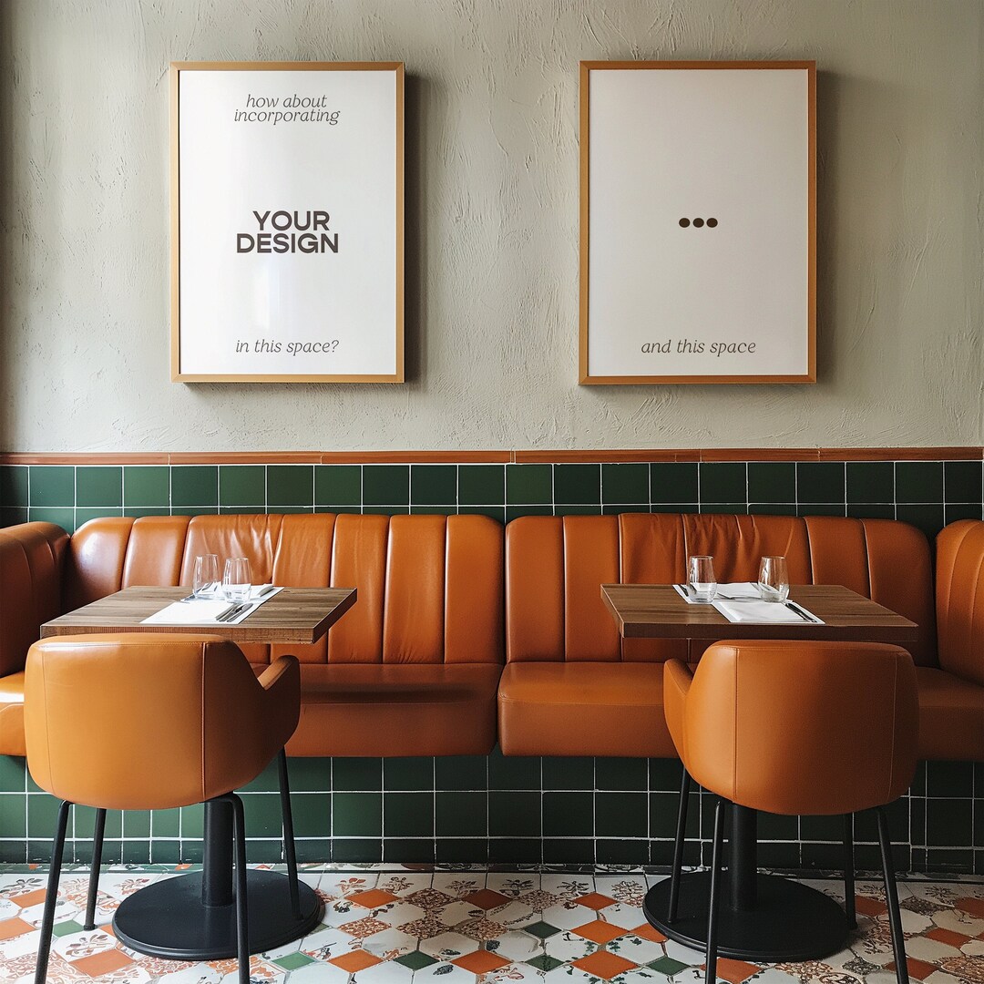 Two Restaurant Frames Mockup PSD Poster Mockup, Digital Download ...