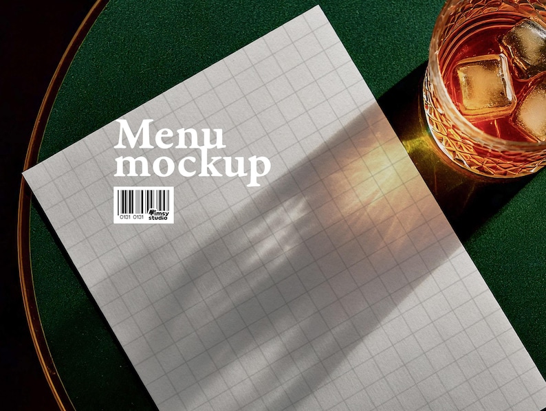Closeup PSD Mockup Menu Cocktails Bar for Branding Editable Menu ...
