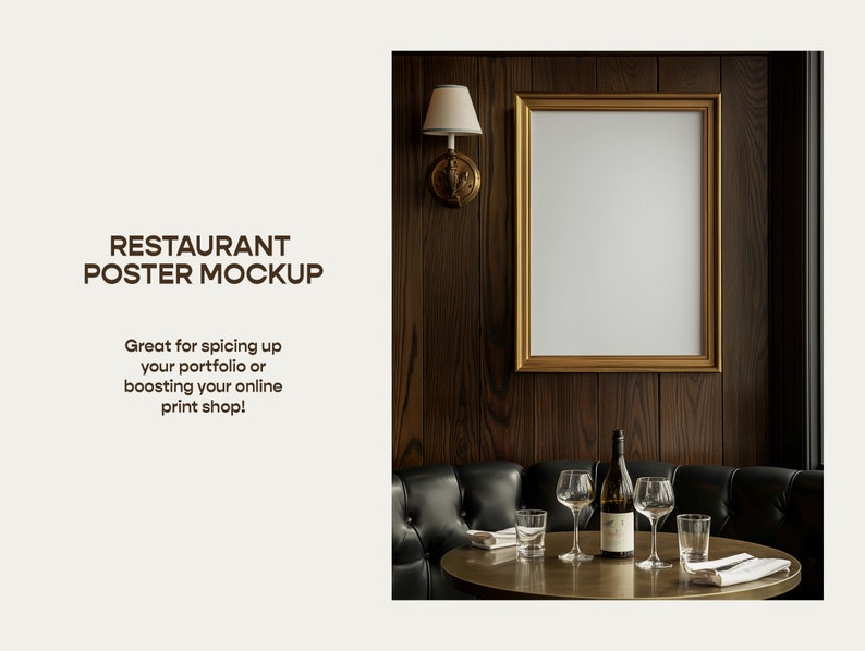 Restaurant Poster Mockup PSD: Vintage Bistro Frame (digital Download ...