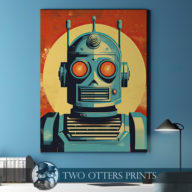 Retro Robot Art - Etsy