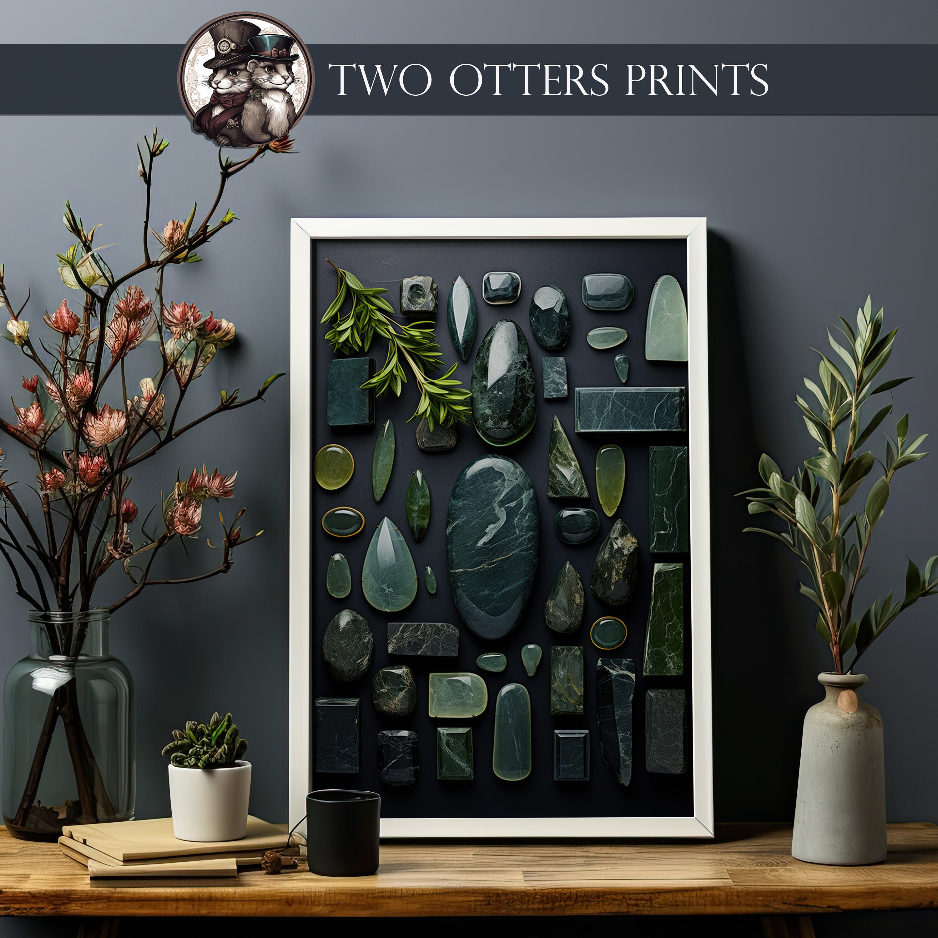 Art Print of Flat Lay Collection of Jade Arranged in a Neat Array ...