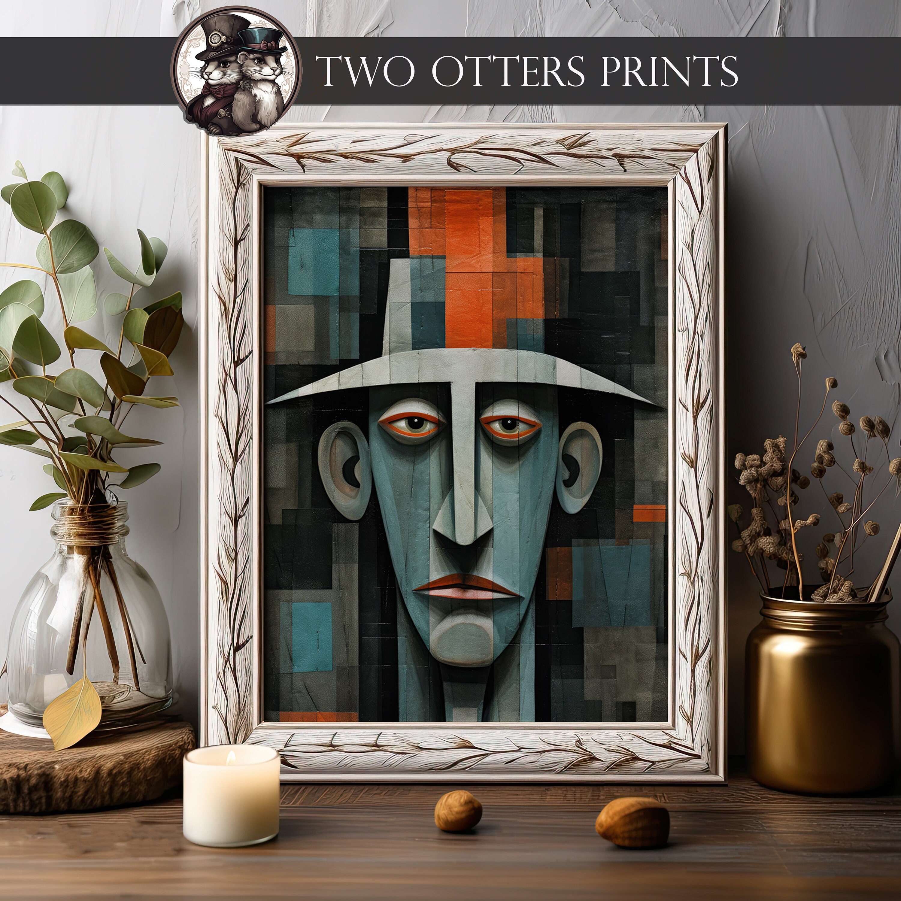 Modern Neo Cubist Art Print the Worker A Statement Art - Etsy