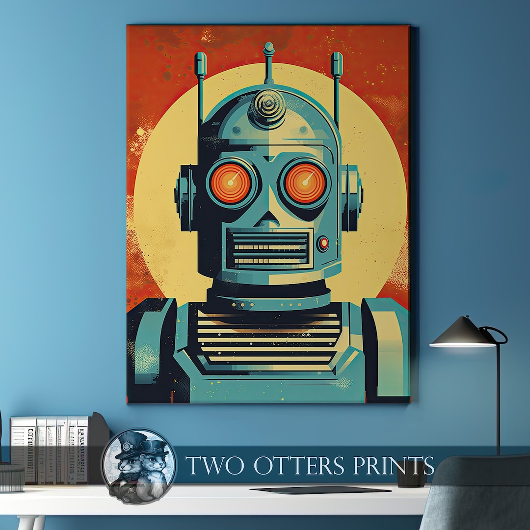 Retro Toy Robot Art Print | Vintage-inspired Sci-fi Illustration ...