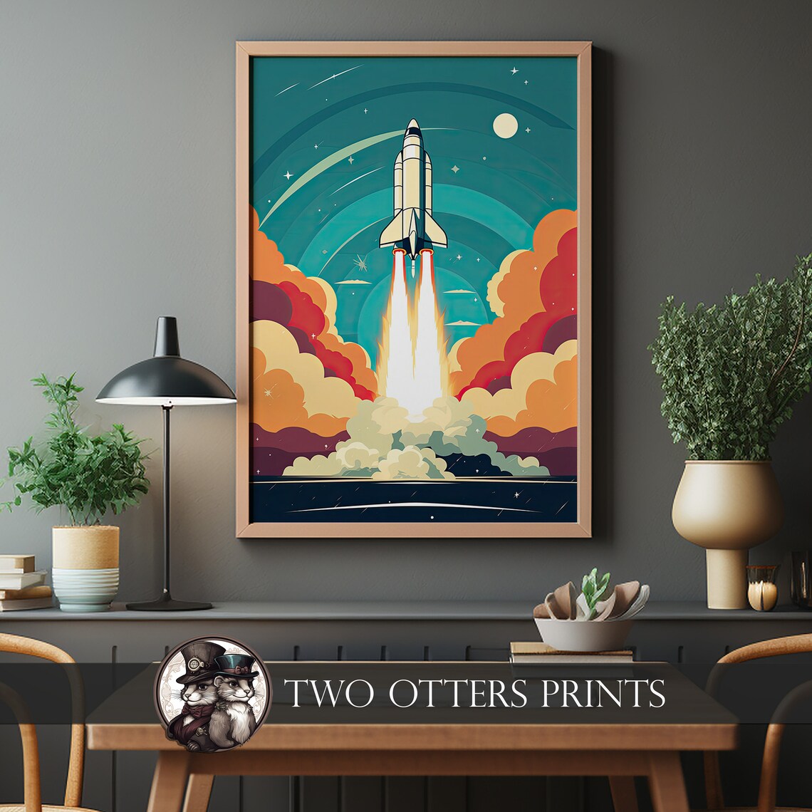 Retro Space Art Print | Cosmic Odyssey | Nostalgic Home Decor | for ...