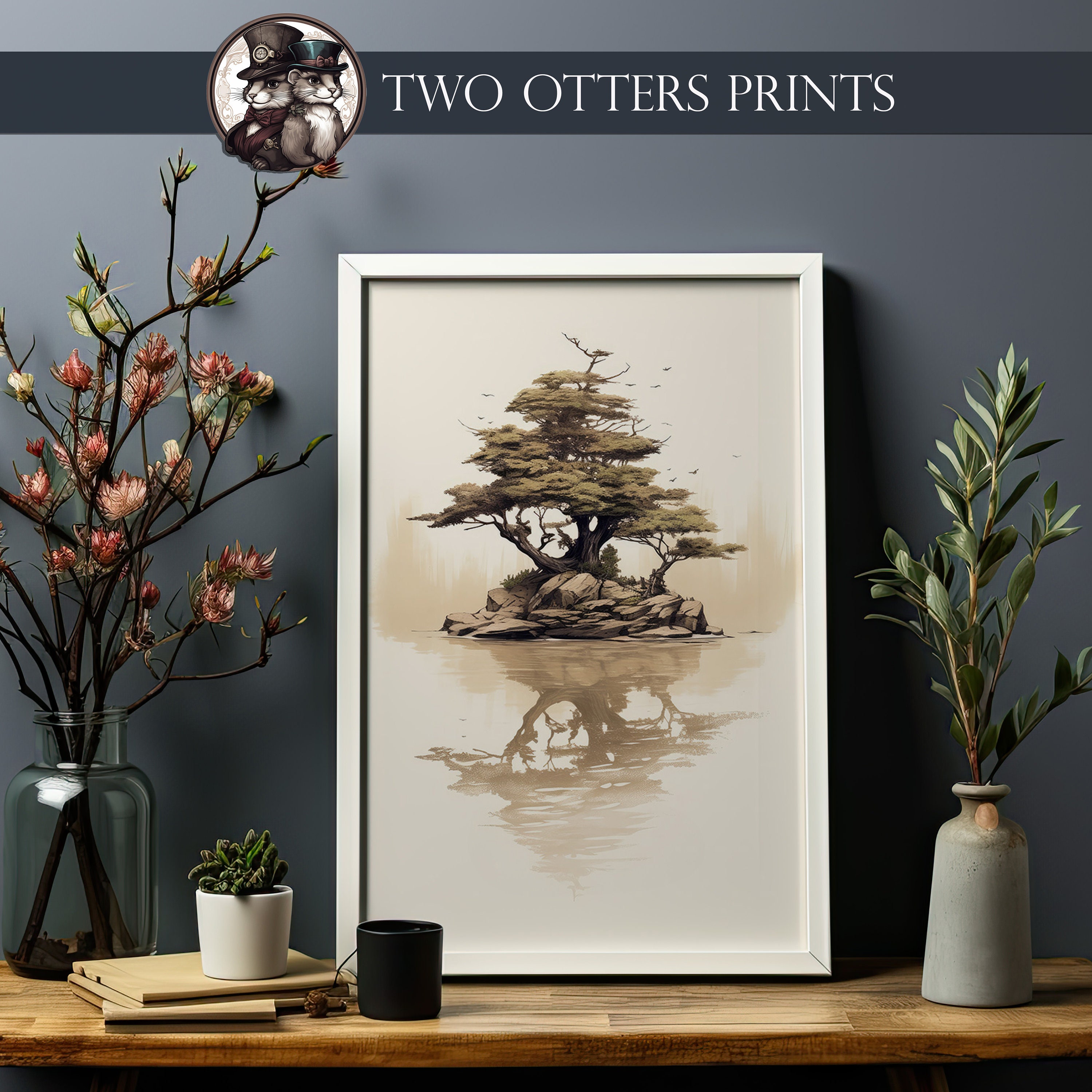 Bonsai Tree Art Print A Traditional Sepia Japanese-style Artwork - Etsy
