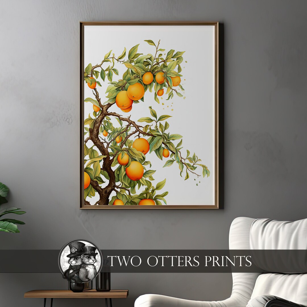Watercolor Orange Tree Art Print | Fruit Tree at Harvest Time - Etsy