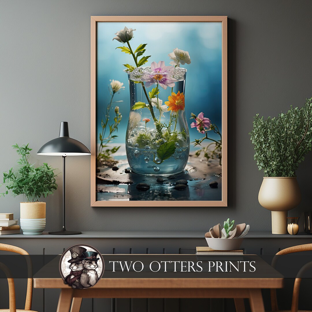Bubbling Beaker Science Floral Art Print for Home Decor | STEM Artwork ...