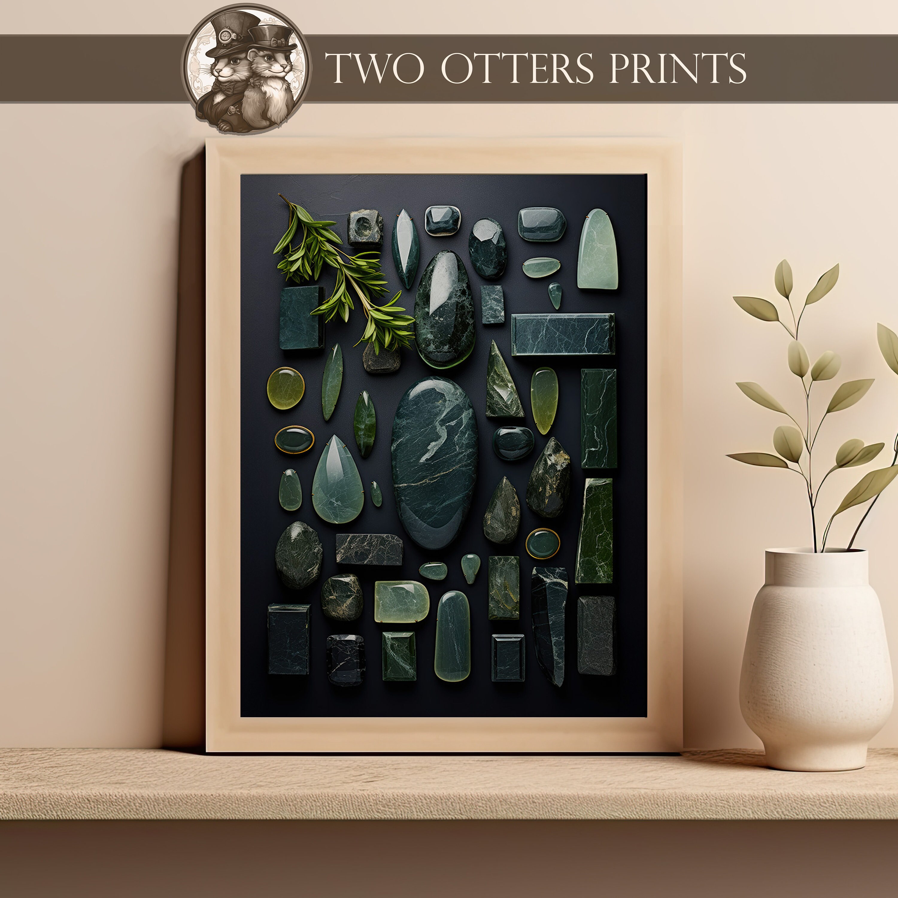 Art Print of Flat Lay Collection of Jade Arranged in a Neat Array ...