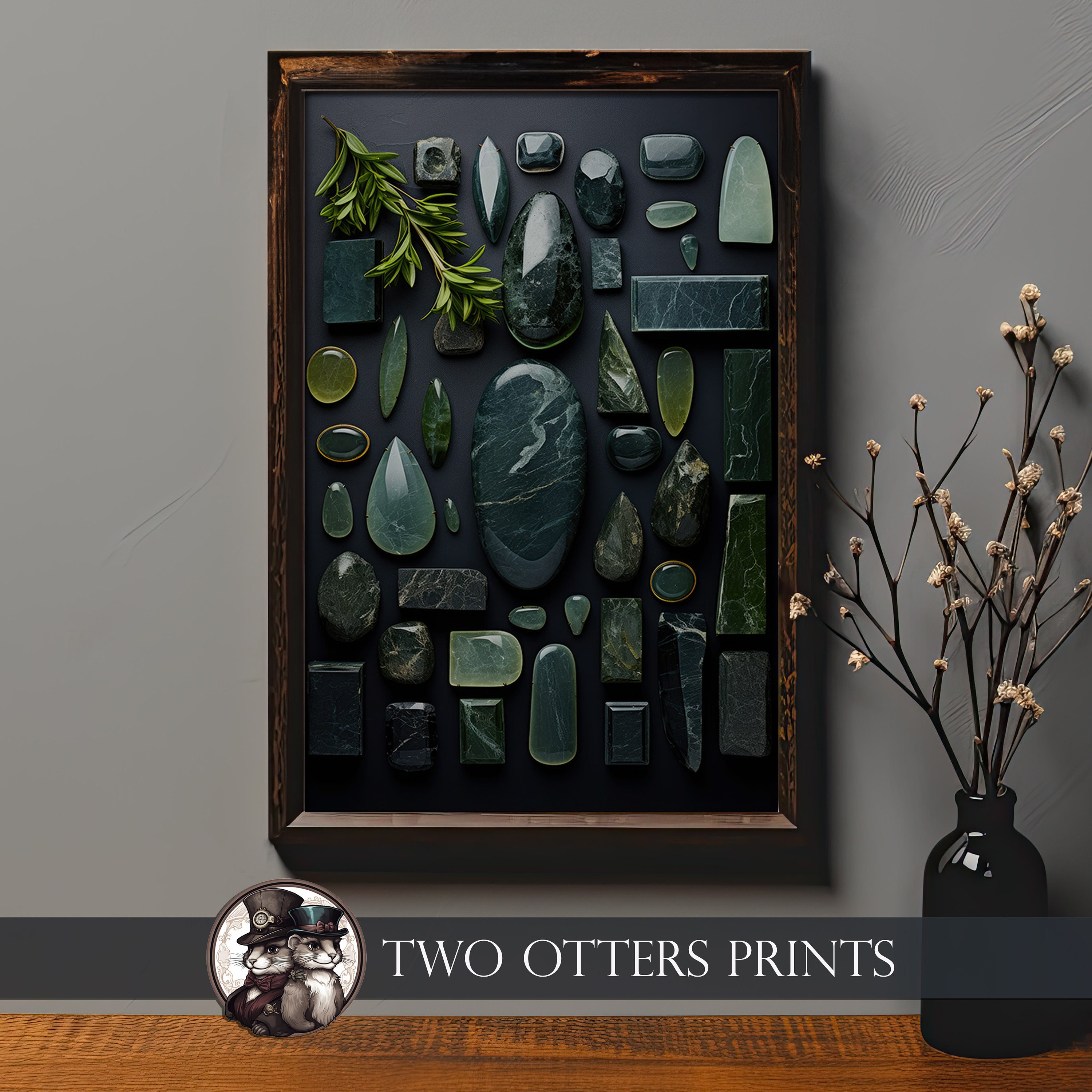 Art Print of Flat Lay Collection of Jade Arranged in a Neat Array ...