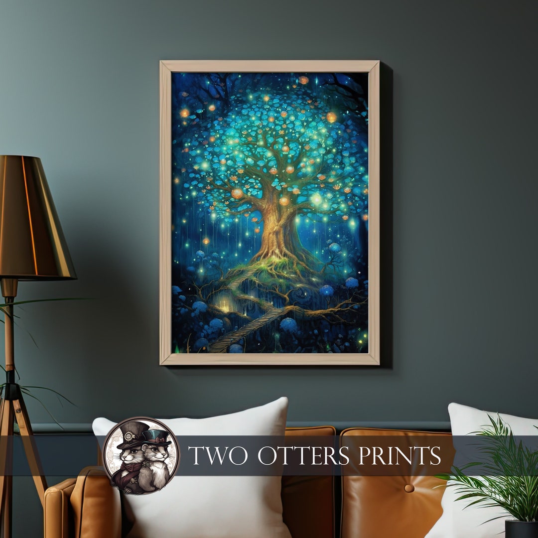 Tree of Life Art Print: Fairy Tale Tree With Glowing Lights - Etsy