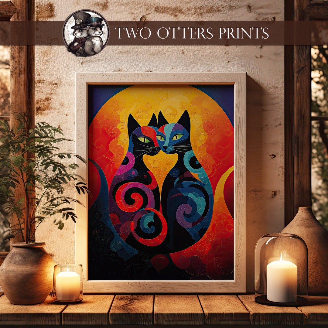 Sun Cats Art Print for Bold Home Decor | for Animal Lovers | Pet ...