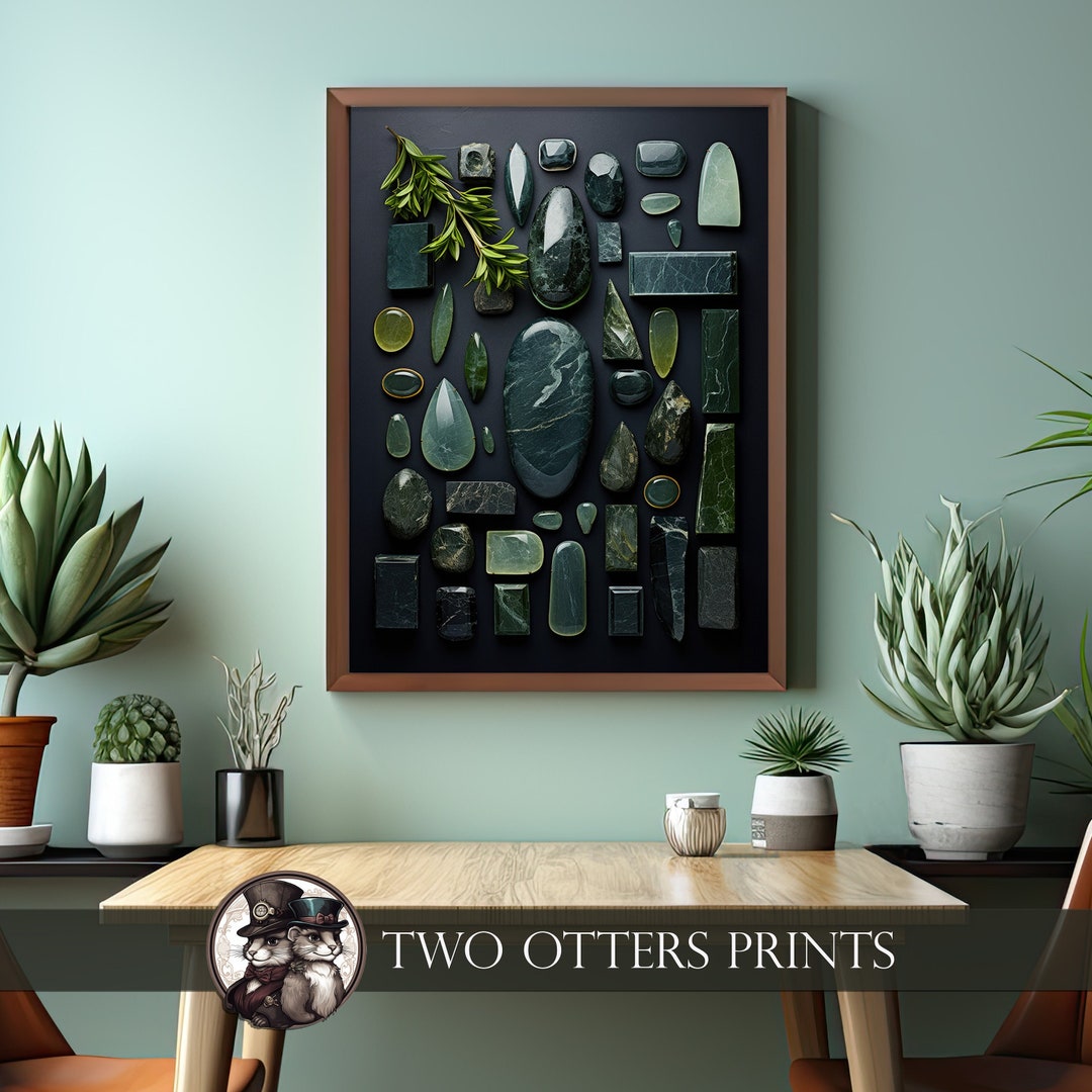 Art Print of Flat Lay Collection of Jade Arranged in a Neat Array ...
