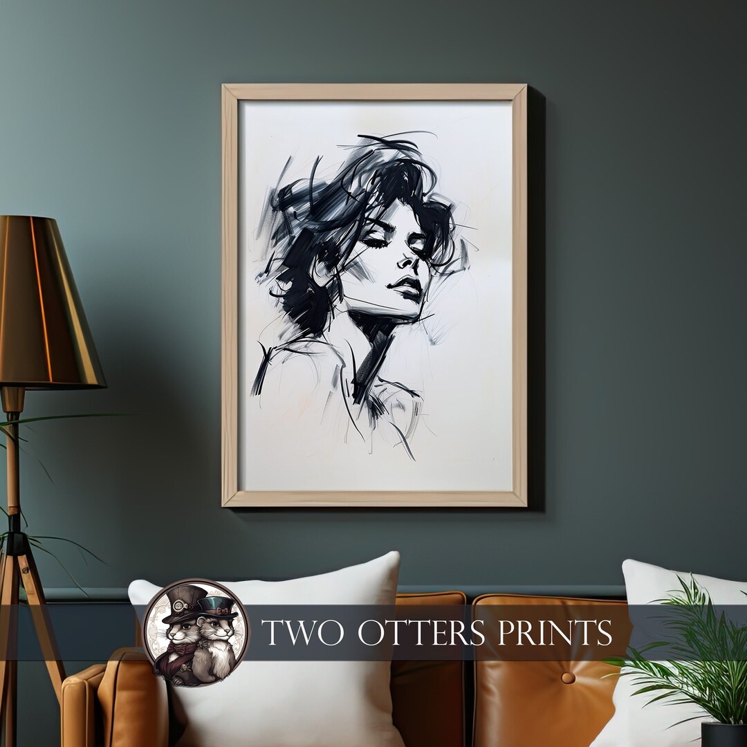 Charcoal Sketch Art Print | an Androgynous Soul | Character Design - Etsy