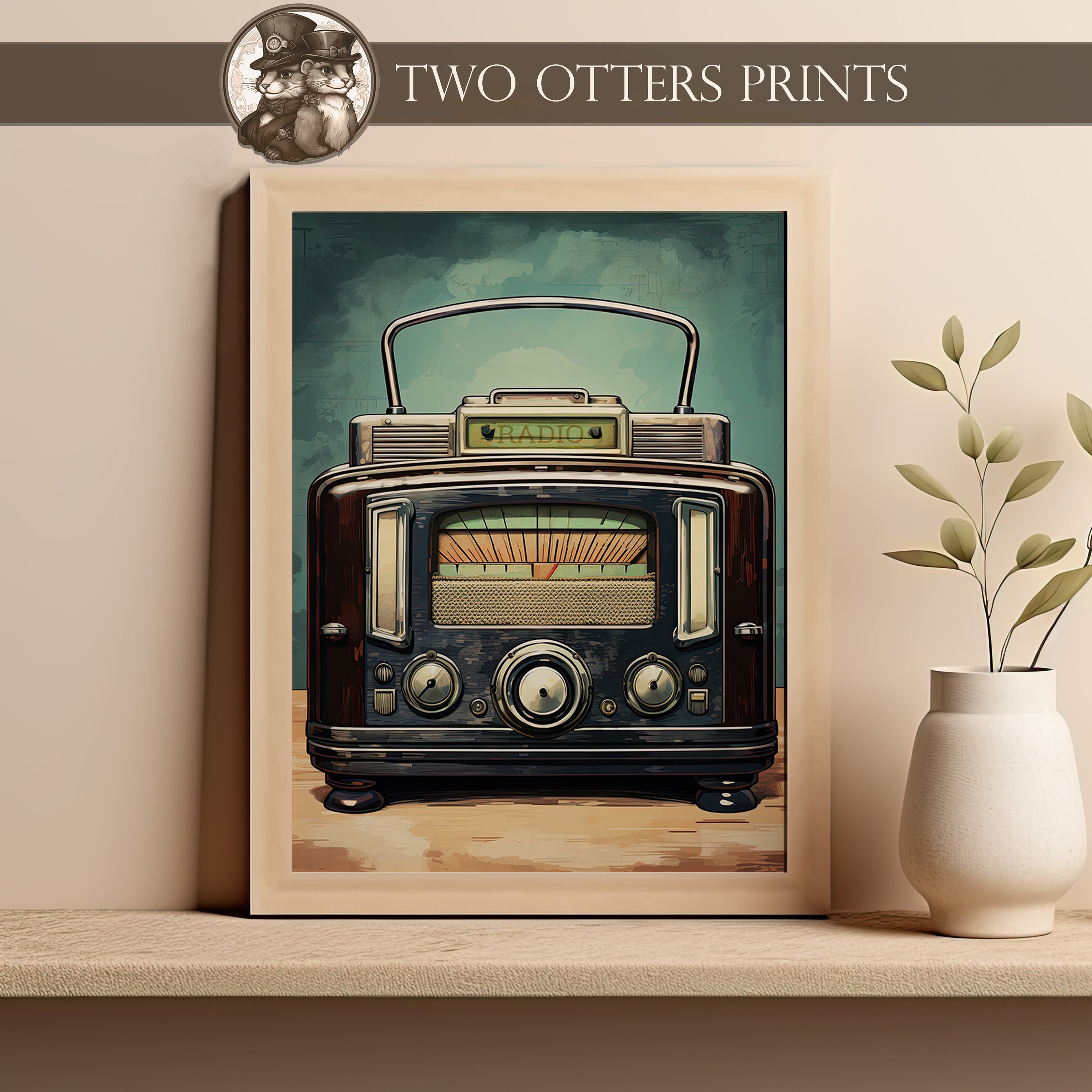 Illustrated Radio Art Print | Rustic Futurism Decor | Midcentury Modern ...