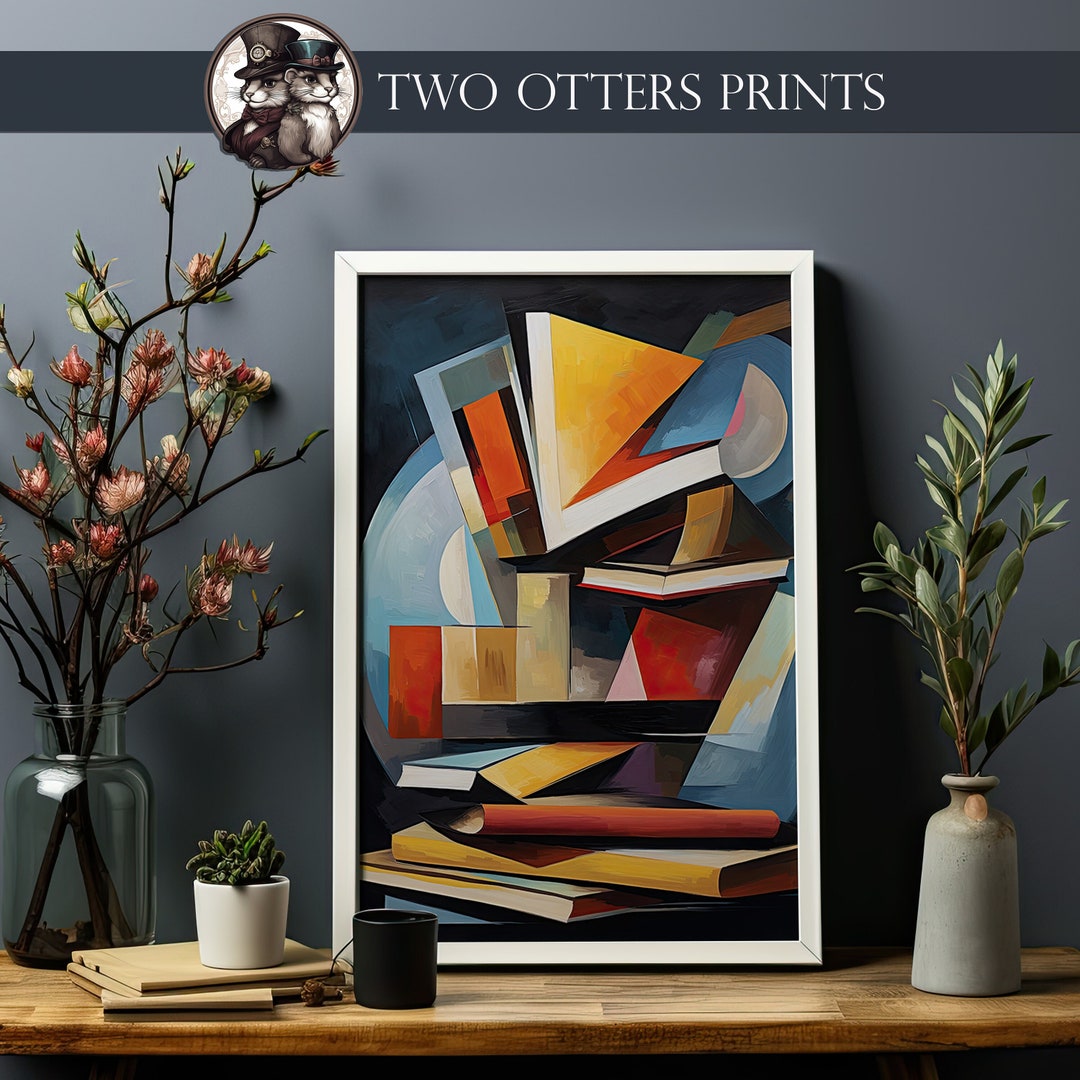 Books in Abstract Angular Art Print for Striking Home Decor | Neo ...