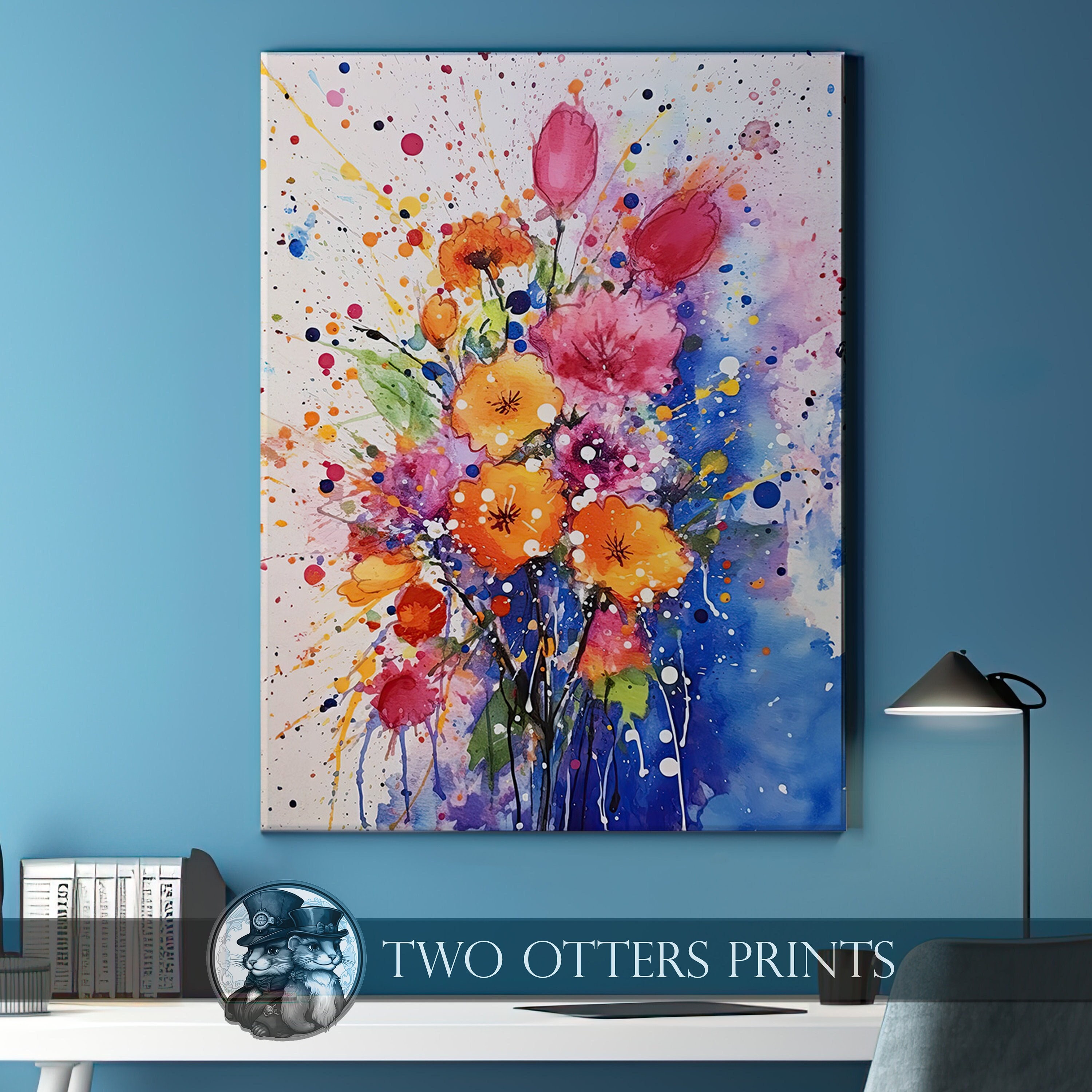 Splattered Paint Flowers Art Print | Abstract Watercolor Botanical Wall ...