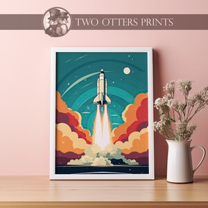 Retro Space Art Print | Cosmic Odyssey | Nostalgic Home Decor | for ...