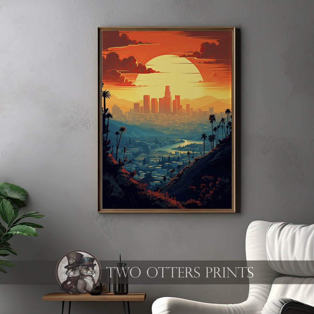 Los Angeles Skyline Art Print Sunset Serenade: California - Etsy